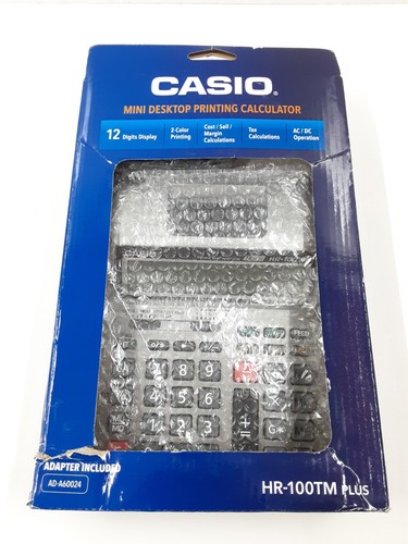 Casio HR-100TM Plus Mini Desktop Printing Calculator With Adapter ...