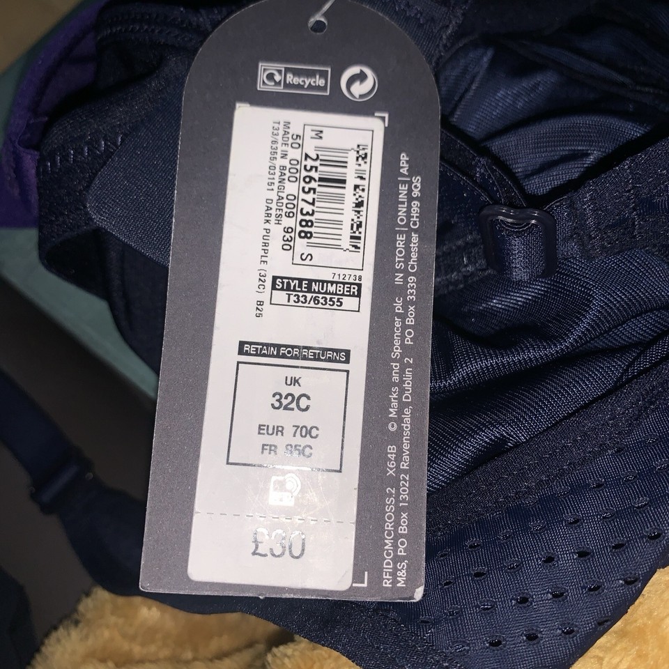 BNWT M&S Goodmove High Impact 2 Pack Sports Bras/Tops Navy & Pattern ...