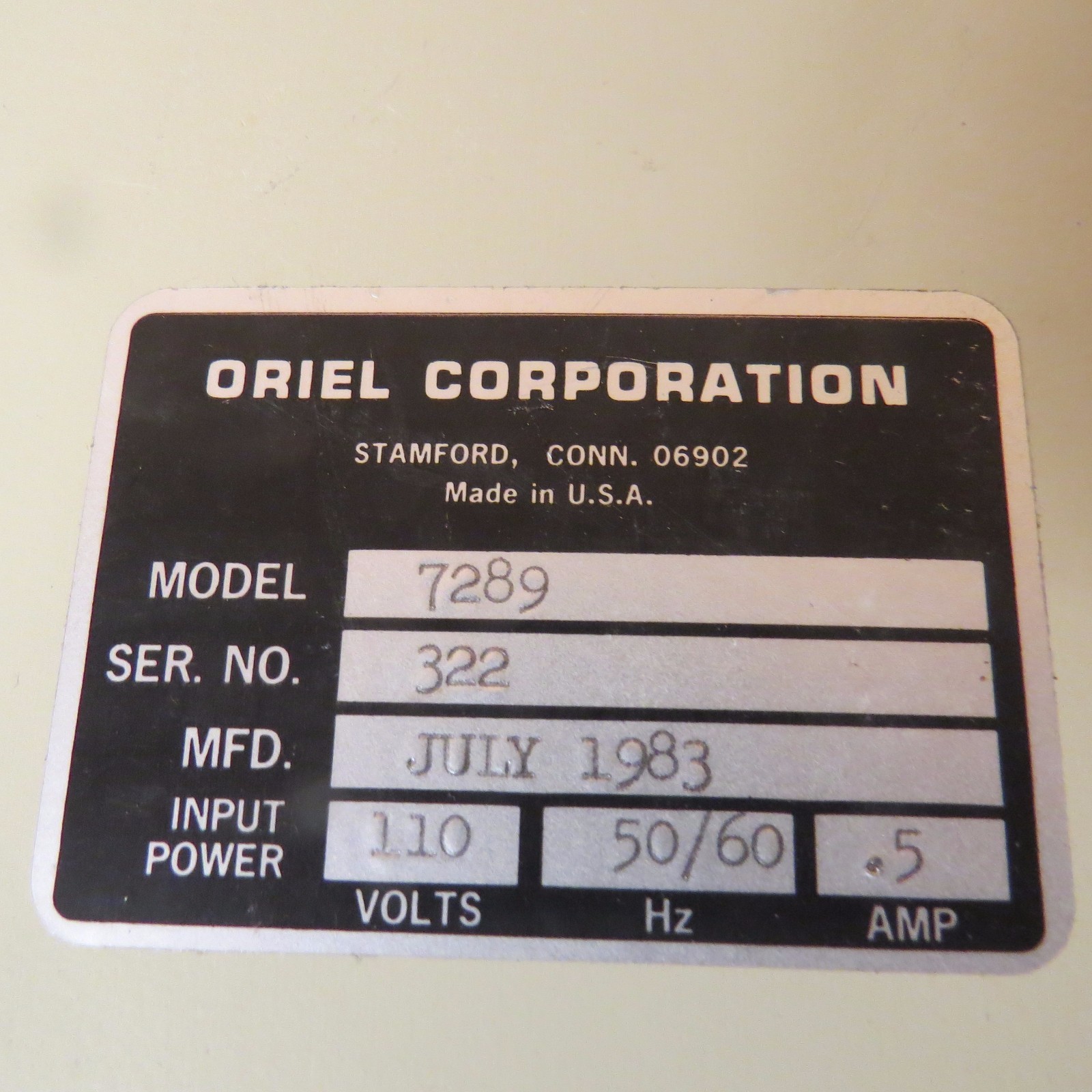 + ORIEL CORPORATION LASER POWER SUPPLY MODEL NO 7289 | eBay
