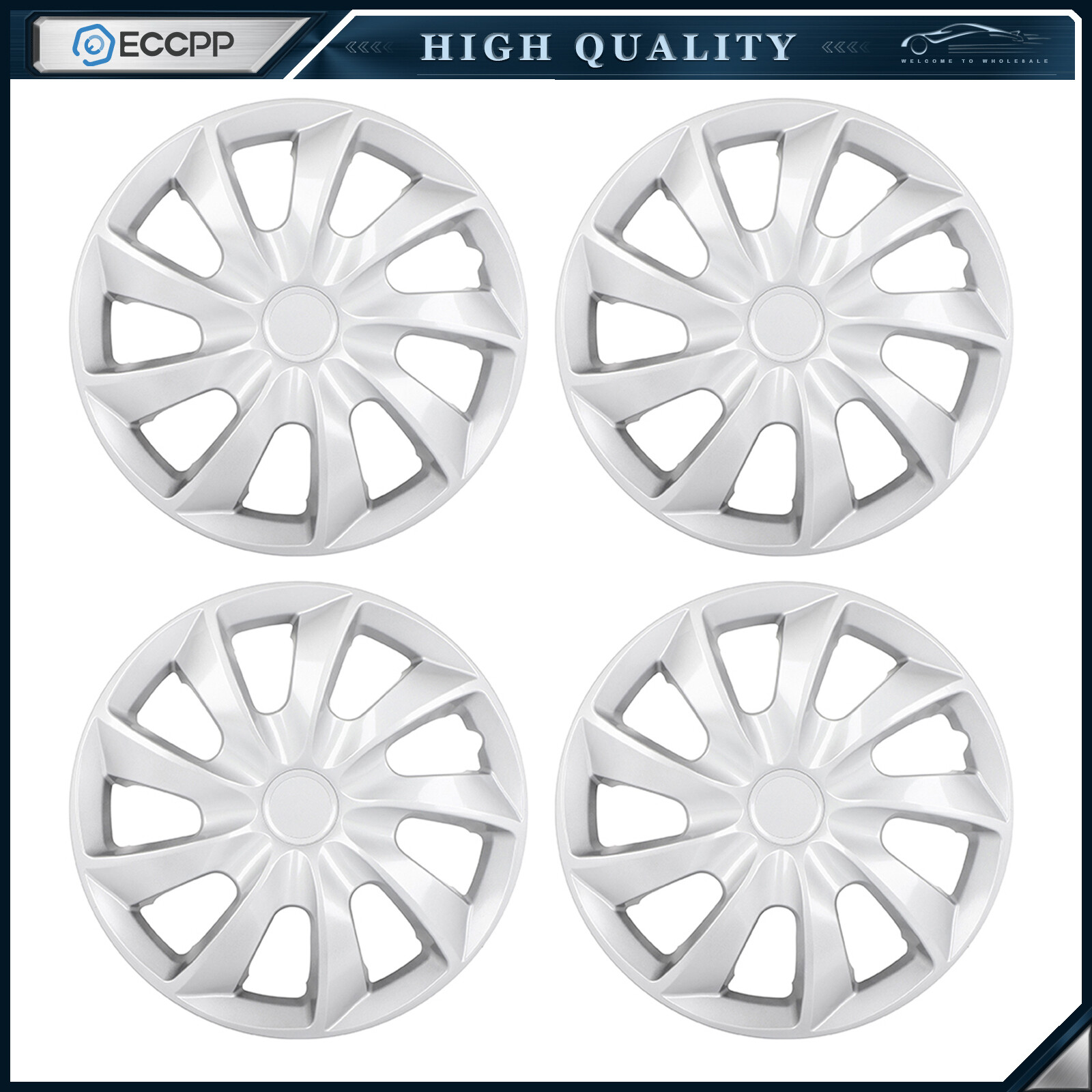 ECCPP 4Pcs 17 inch Wheel Hub Caps Silver For R17 Tires Wheel Rim Covers ...