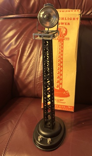 MARX 436 Searchlight Tower 13 3/4" Tall Black Spotlight Metal chrome ...