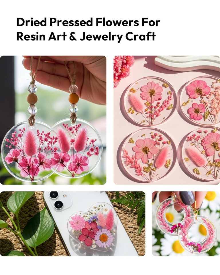 Natural Dried Flowers, Resiners 100% Real Dried Flowers Mixed Colors ...