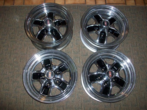 4 RESTORED 14X6" Olds Cutlass CHROME Rally Wheels & Center Caps ...
