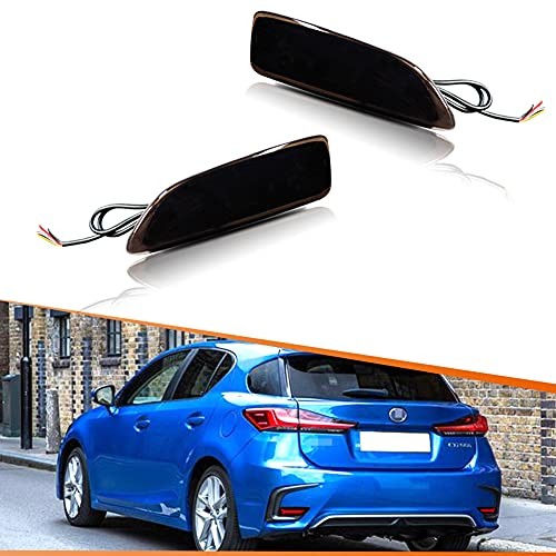 Smoked Lens Red LED Rear Bumper Reflectors Fog Brake Tail Light Black ...