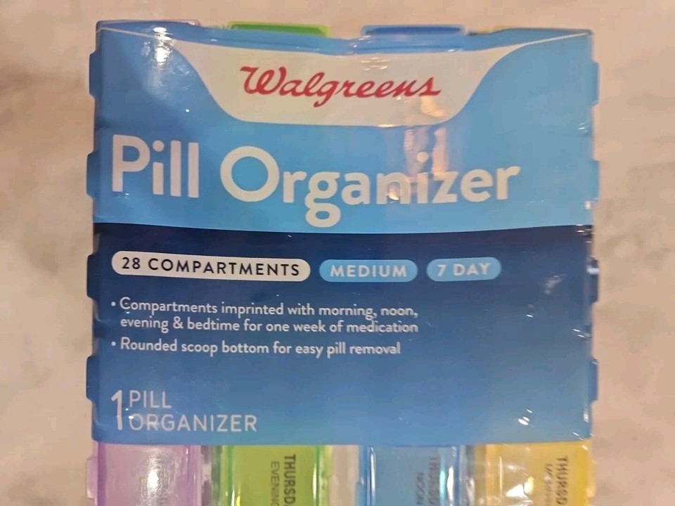 Walgreens Pill Organizer 7 Day 28 Compartments Extra Large Medication ...