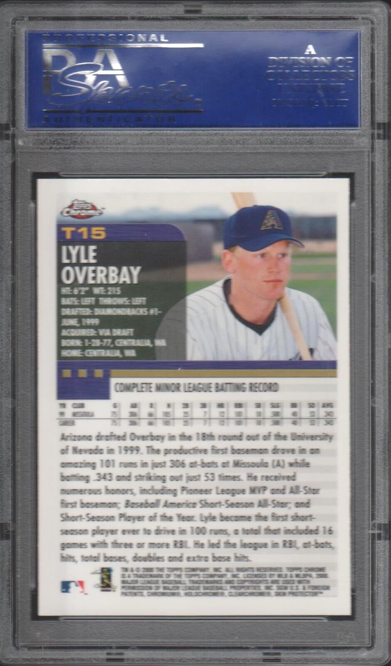 Lyle Overbay (Diamondbacks) 2000 Topps Chrome Traded Rookie #T15 PSA 9 ...