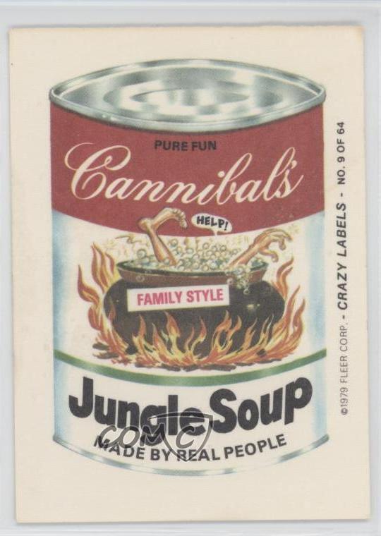 1979 Fleer Crazy Labels Soggies (Cannibal's Jungle Soup Back) #30 0i6 ...