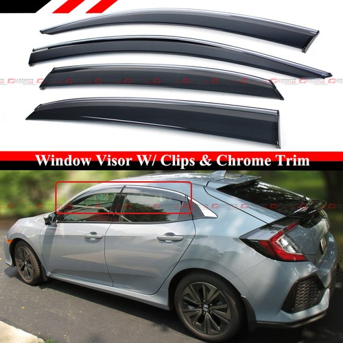 FOR 17-2021 HONDA CIVIC 5DR HATCHBACK CHROME TRIM WINDOW VISOR ...