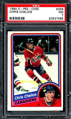 1984-85 OPC O-Pee-Chee 259 Chris Chelios HOF Rookie PSA 7 NM Red Wings ...