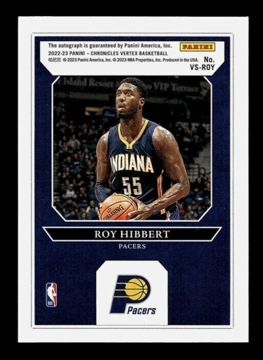 2022-23 Panini Chronicles Vertex Signatures Roy Hibbert Auto Pacers #VS ...