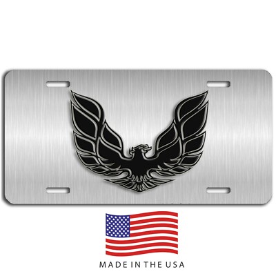 Firebird aluminum art vehicle license plate car truck SUV tag black and ...