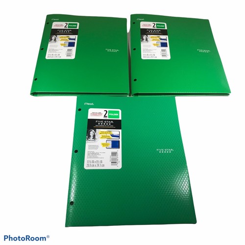 Lot Of 3 Mead Five Star Plastic Green 2 Pocket Folders New 43100374510 ...