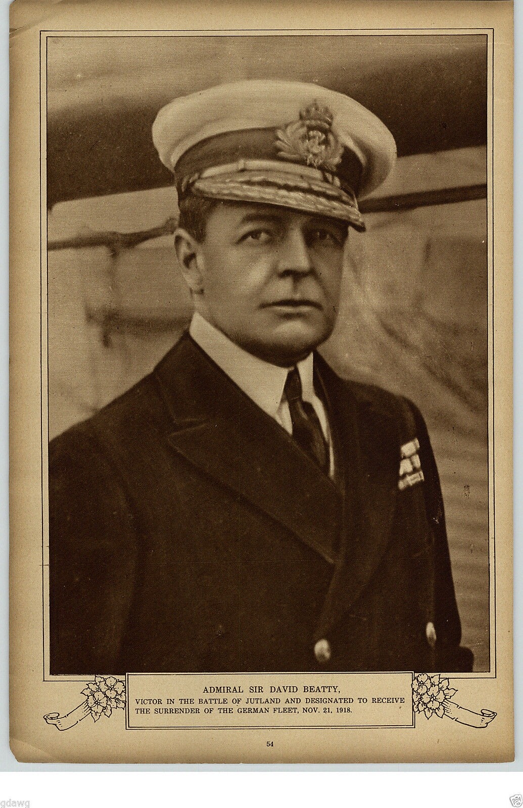 1919 British Admiral Sir David Beatty Julian Byng WWI World War I ...