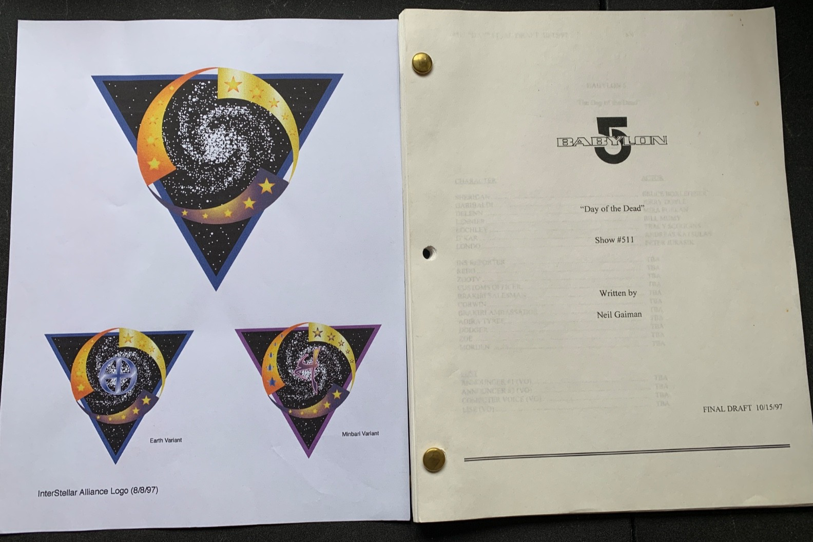 BABYLON 5 SCRIPT Day of the Dead Show #511 Neil Gaiman Original ...