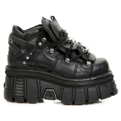 New Rock M.106-S29 TOWER SHOES Metallic Black Leather Biker Gothic ...
