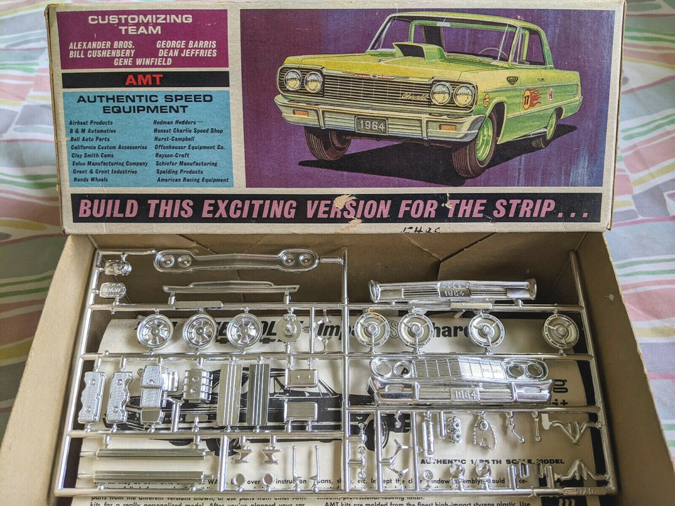 SUPER RARE! VINTAGE ORIGINAL AMT 1964 CHEVY IMPALA Model Kit *COMPLETE ...