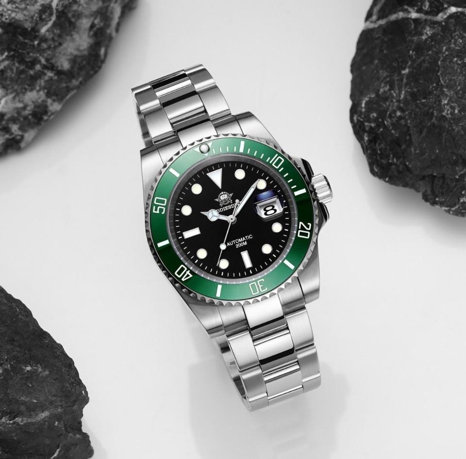 ADDIESDIVE Green 200M Diver Watch Automatic Seiko NH35 Sapphire Ceramic ...