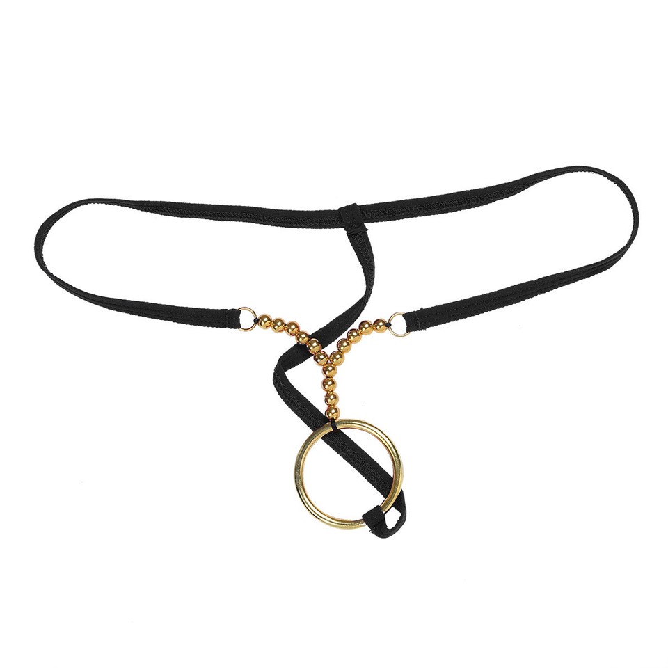 Sexy Men's Lingerie Open Pouch C-Strap G String Thongs Metal O Ring ...