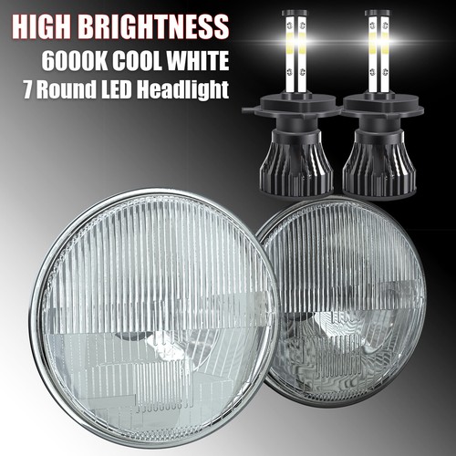 Pair 7"inch LED Headlights Hi/Lo Beam 6000k White For Pontiac Firebird ...