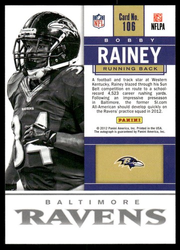 Bobby Rainey Auto Rookie 2012 Panini Contenders #106a 46500 | eBay