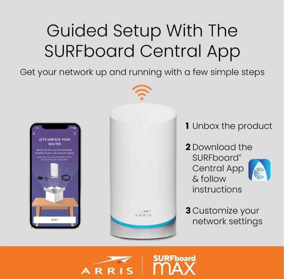 ARRIS SURFboard mAX W121 Tri-Band Mesh WiFi 6 System AX6600 - 6.6 Gbps ...