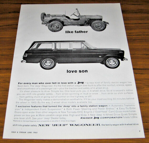 1963 Vintage Ad Jeep Wagoneer Family Station Wagon with Four Wheel ...