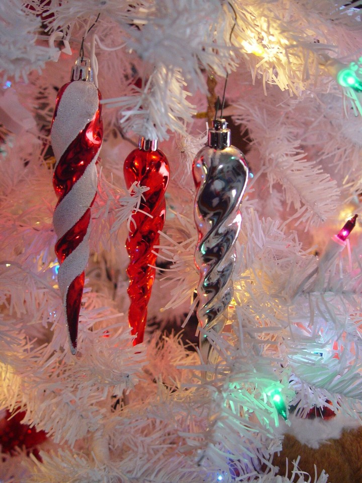 8 Holiday Time Large Icicle Ornament Red, Candy Cane, Silver,6 ...