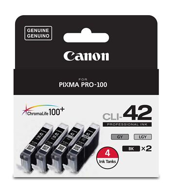 Canon Pixma Pro 100 Inkjet Printer Ink 2 Photo Black 1 Gray 1 Light ...