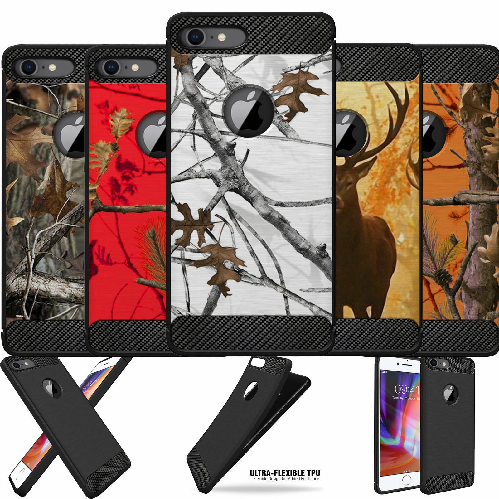 For [iPhone 7 / iPhone 8] Camo Case TPU Carbon Fiber Texture Flexible ...