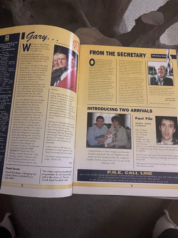 David Beckham - Preston North End Official Match Day programme, 18th ...