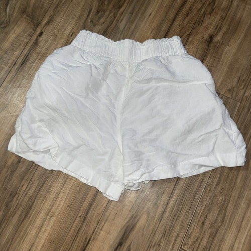 H M Women Short Extra Small White 100% Cotton Pull On Elastic Waist ...