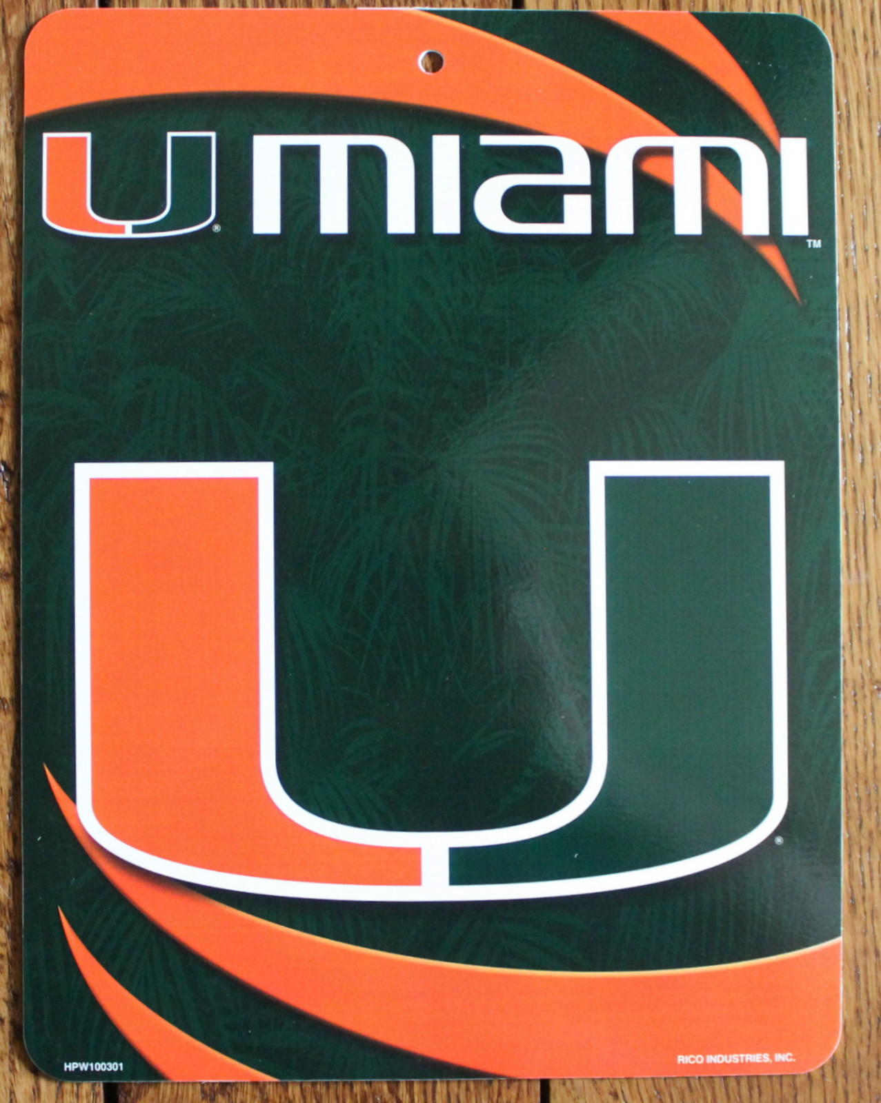 Lic. NCAA Plastic Sign University Miami Florida Hurricanes Wall Decor ...
