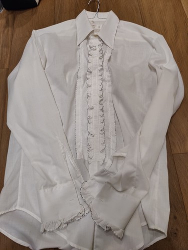 Vtg 70s After Six White Ruffle Tuxedo Shirt Mens Formal Dance Prom 15.5 ...