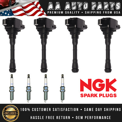4x Ignition Coil & NGK Laser Iridium Spark Plug for Nissan Juke 1.6L ...