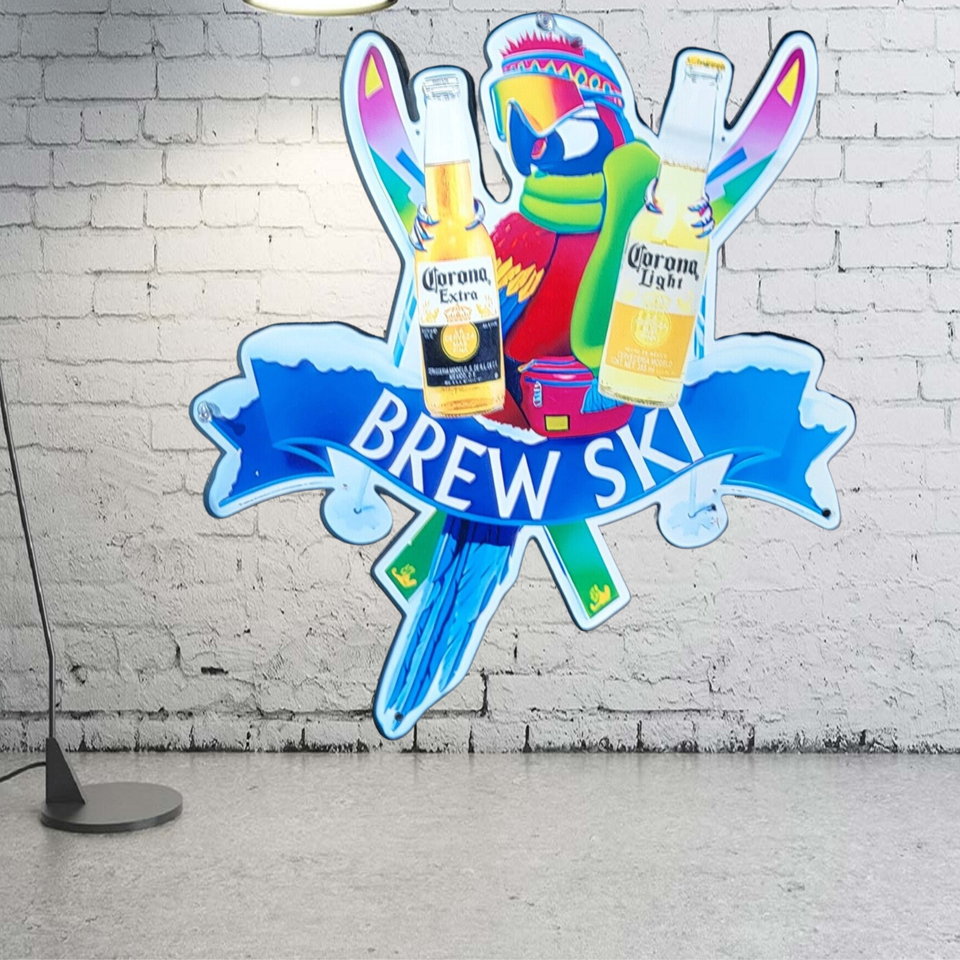 Corona Beer Brew ski Metal Sign 15"×13.5" Mancave Pub Bar Decor Beer ...