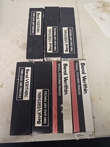 Vintage Berol Verithin Thin Lead Art Pencils 753 Silver, USA, 7 Dozen ...