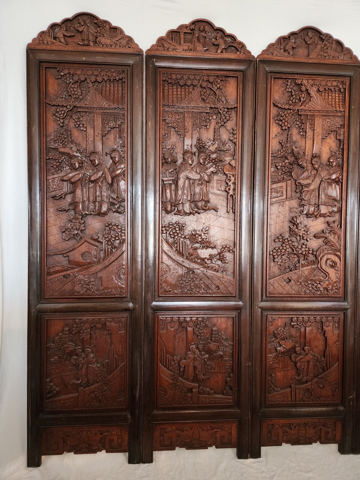 Antique Chinese Carved Wooden Room Divider Partition Privacy Screen | eBay