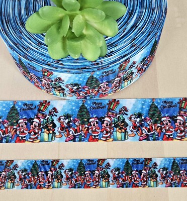 7/8 & 1.5" (1 YD) Mickey Mouse Christmas Ribbon Goofy Pluto Daisy ...
