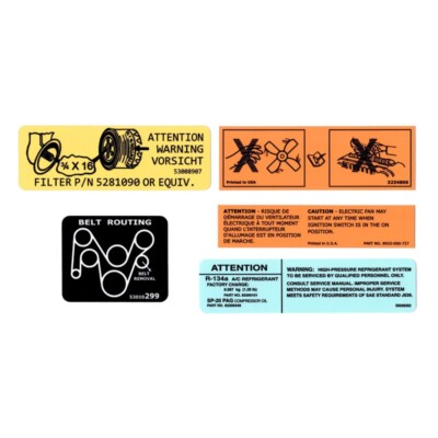 Engine Bay Label Decal Set - Fits Jeep Cherokee XJ 1996-2001 4.0L ...