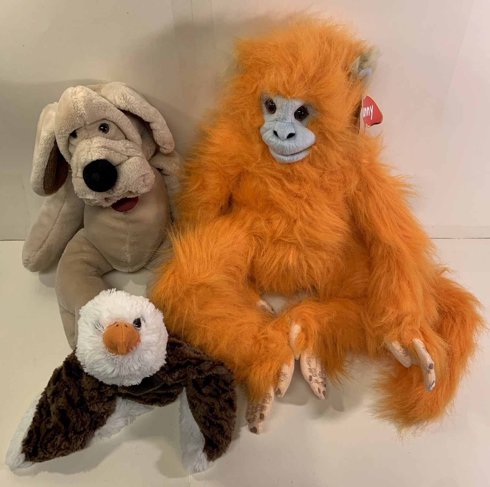 Plush Puppet Lot Sunny Monkey, Heritage Collection Wrinkles Dog, Bald ...