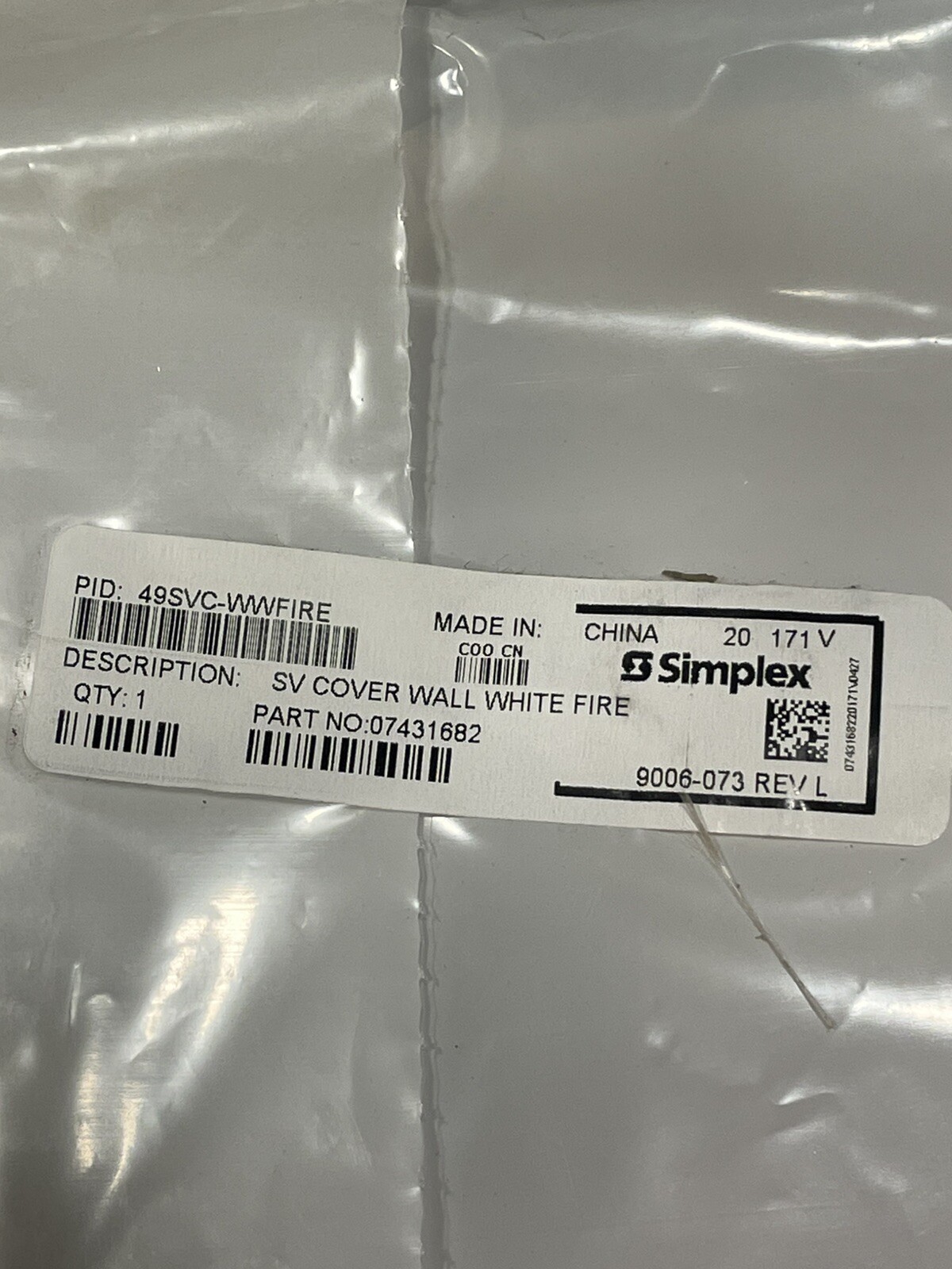 Simplex 49SV-APPLW Fire Alarm Speaker Strobe With 49SVC-WWFIRE White Cover | eBay