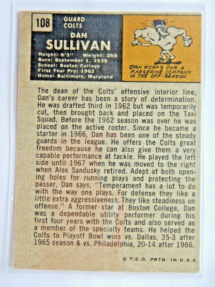 Dan Sullivan #108 Topps 1971 Football Card (Baltimore Colts) *G | eBay