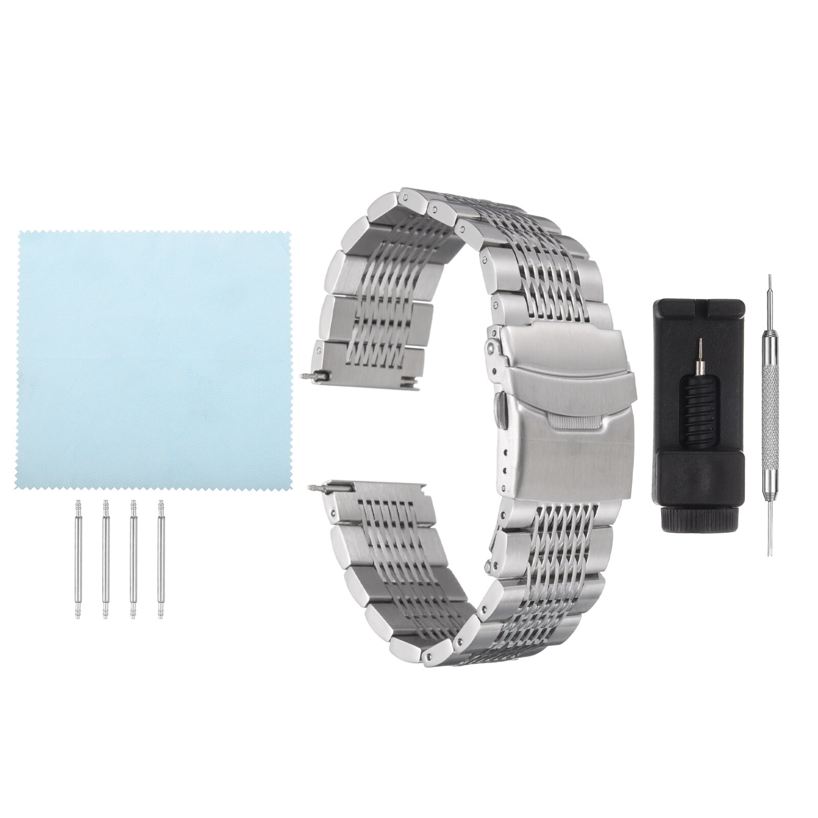 Stainless Steel Mesh Watch Band 24mm Double-Lock Clasp Watch Strap ...