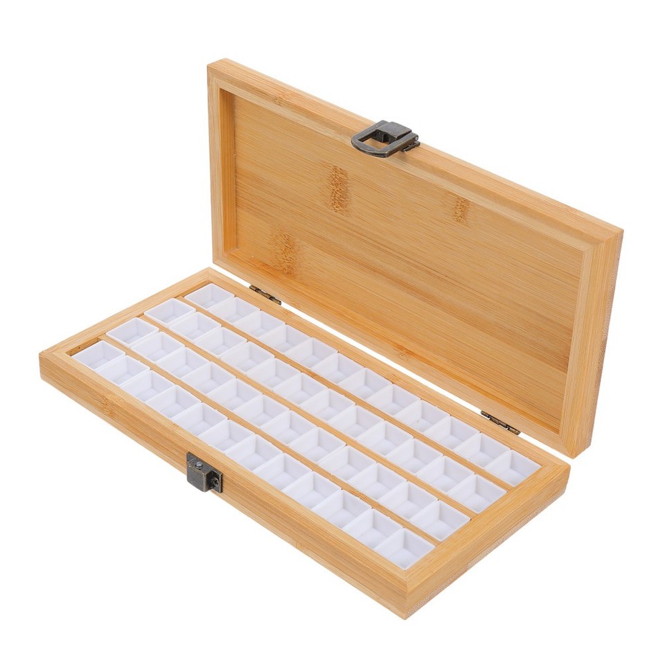 Paint Palette Box: 48-Grid Empty Water Color Pan Set - Bamboo ...