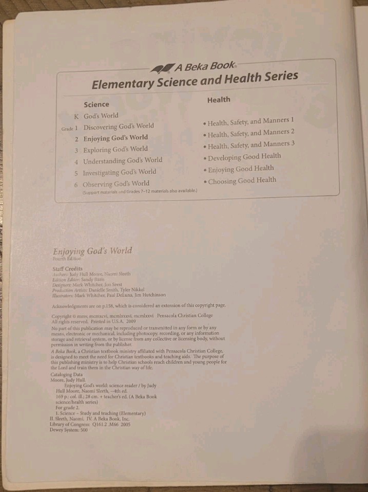 Abeka 2nd Grade Student Enjoying God's World Science Reader 4th Edition ...