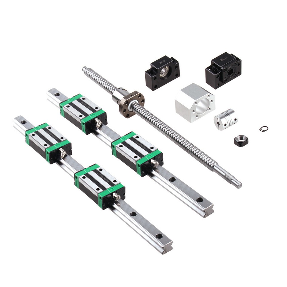 HGR20 Linear Guide Rail HGH20CA Block+ SFU1605 Ball Screw BF12/BK12 Kit ...