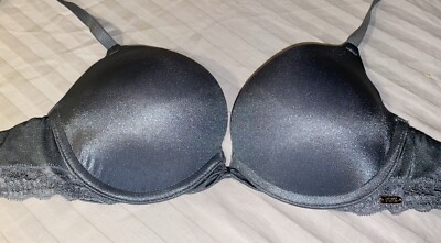 Victorias Secret PINK Pushup Gray Bra W/ Lace Trim Size 32AA | eBay