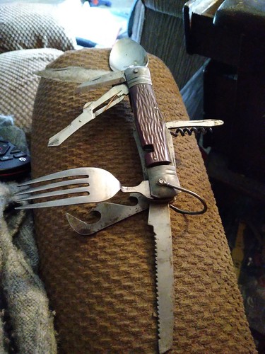 Vintage Japan pocket knife camping unique multi tools hobo fork spoon ...