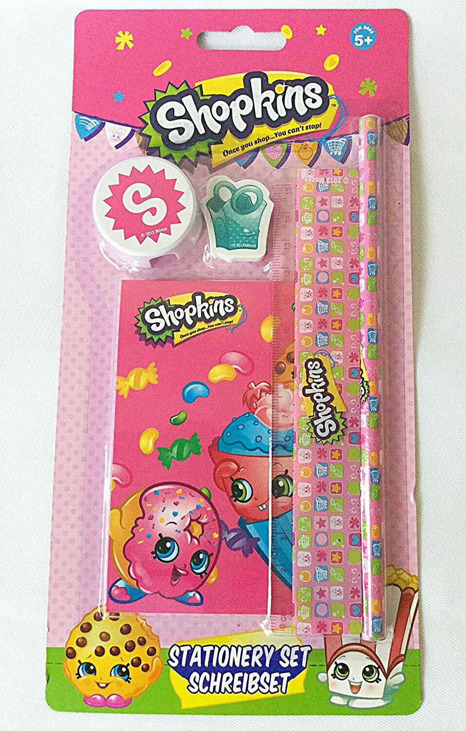 Shopkins Stationary Set Pencil Eraser Notebook Ruler School Party Gift ...