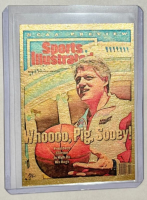 Bill Clinton Gold Plated Artist Signed “#1 Hog Fan” Arkansas Razorbacks ...